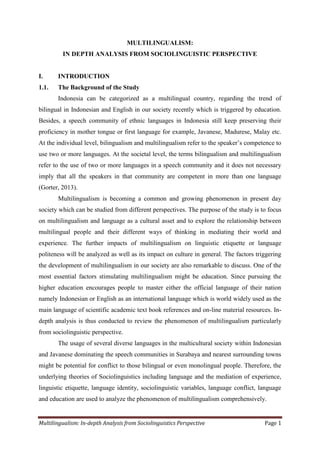 Sociolinguistics final exam paper 2 | PDF