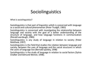 Sociolinguistics | PPT