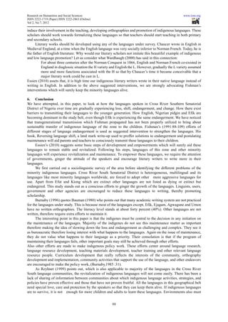 Sociolinguistic survey, advancement of indigenous languages in relationship to the use of ...