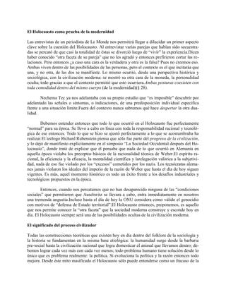 Sociología después del holocausto, Sigmund Bauman | DOCX