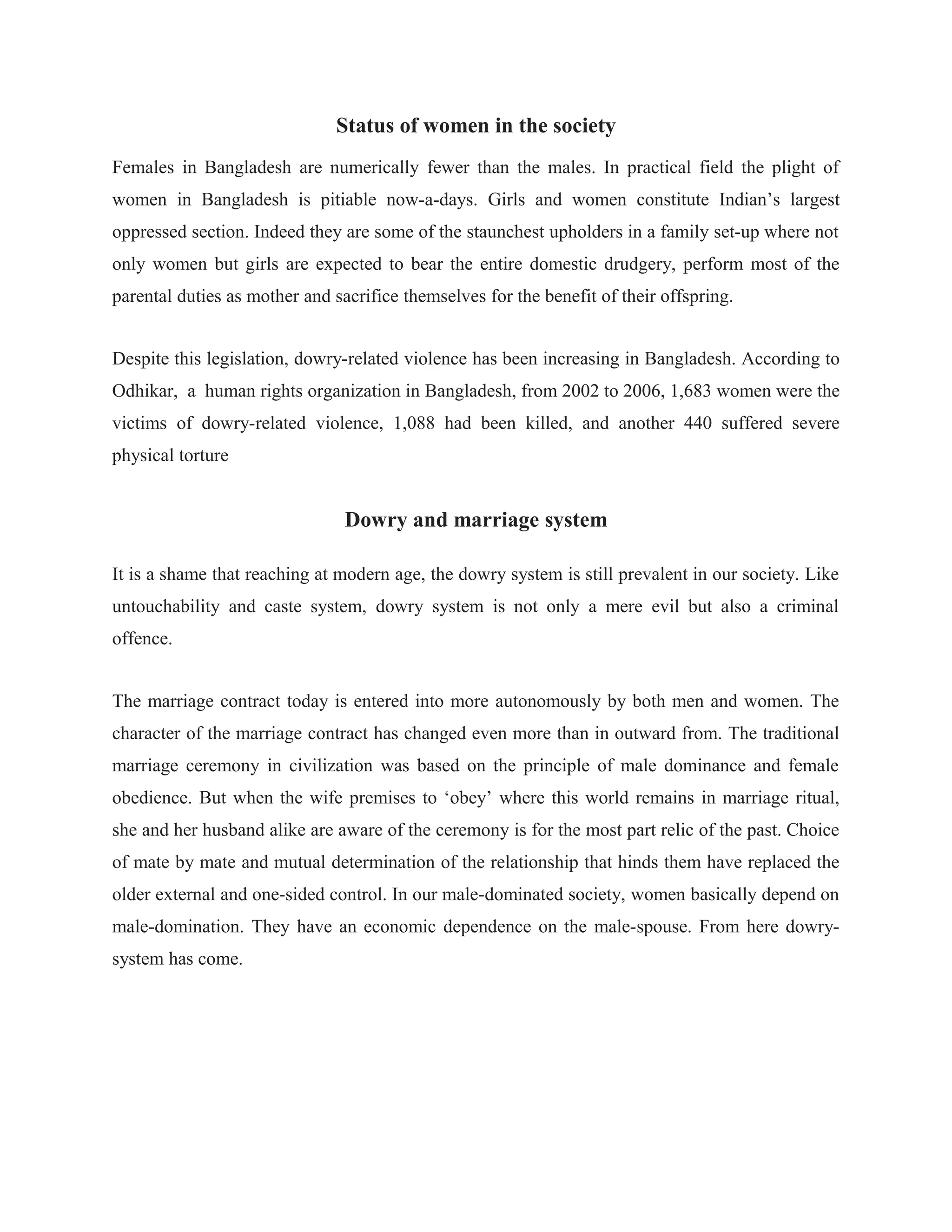 Dowry system of Bangladesh | DOC