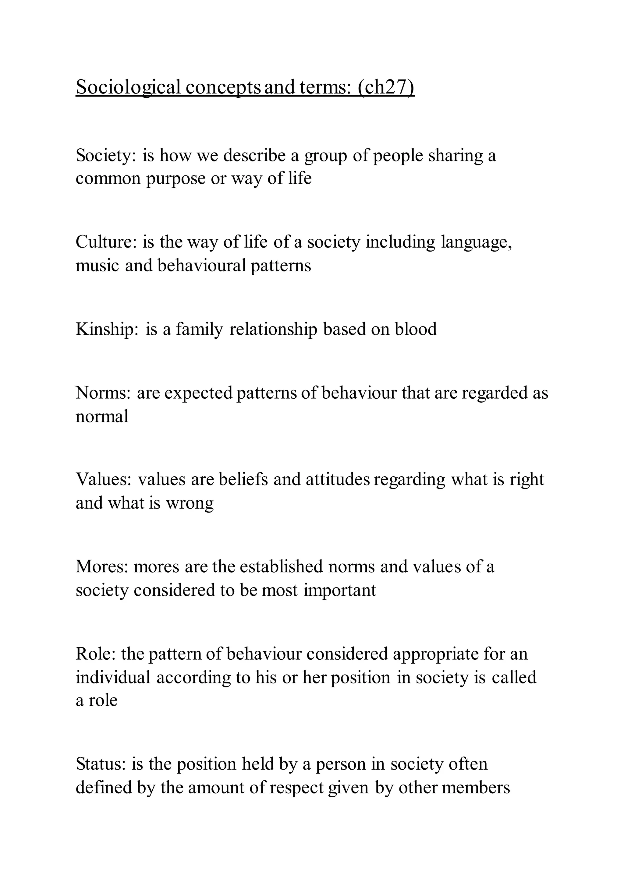 Sociological concepts and terms | DOCX
