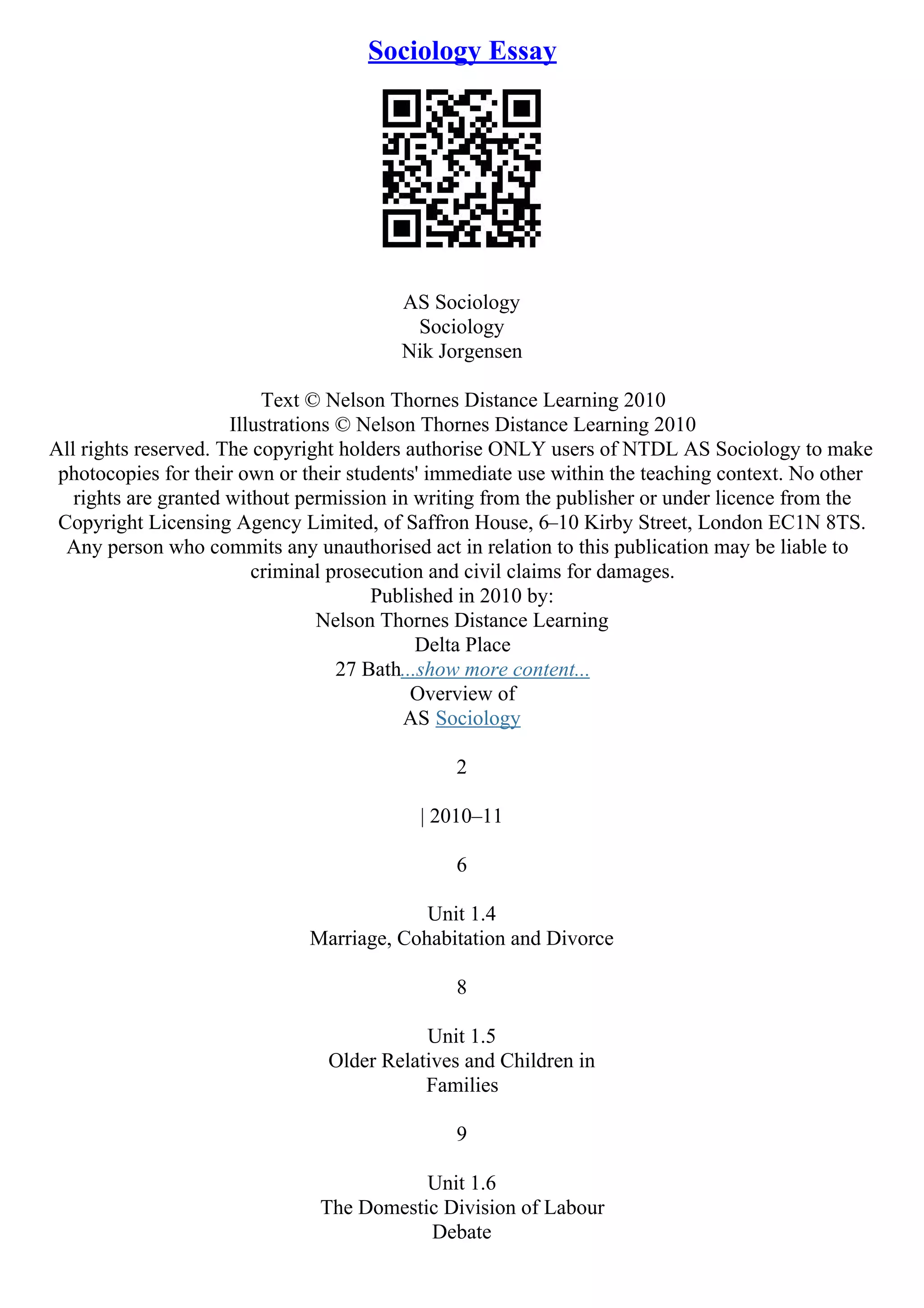 Sociological Essays | PDF