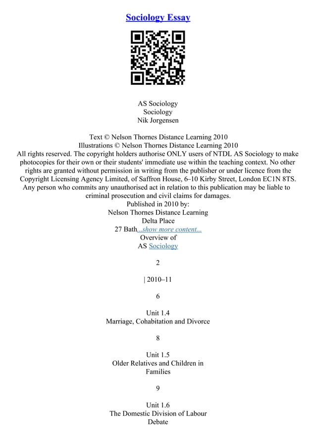 Sociological Essays | PDF