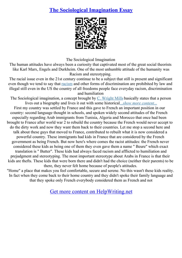 Sociological Imagination Essay | PDF