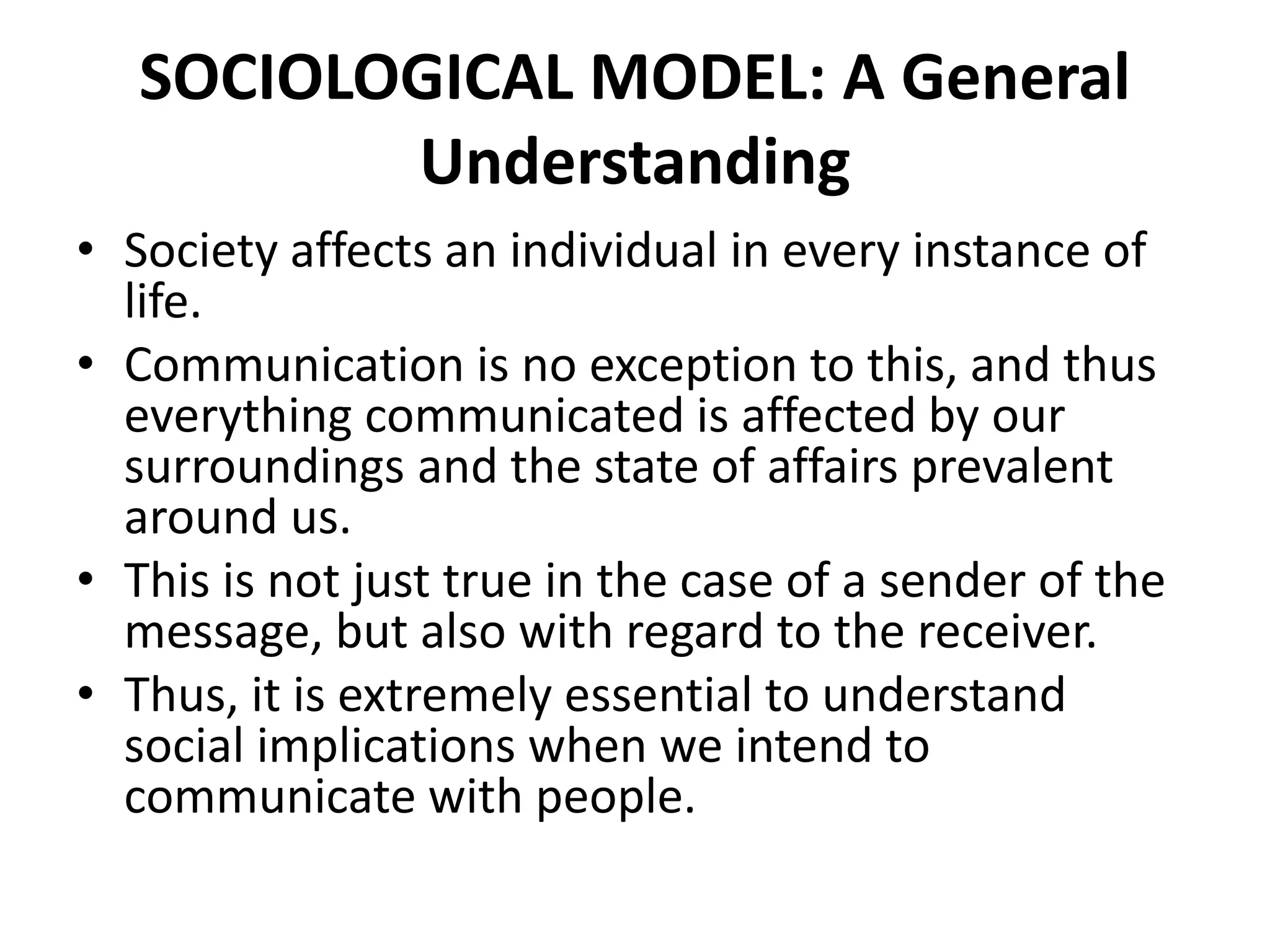 Sociological model of communication | PPTX