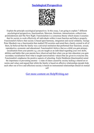 Sociological Perspective Essay | PDF