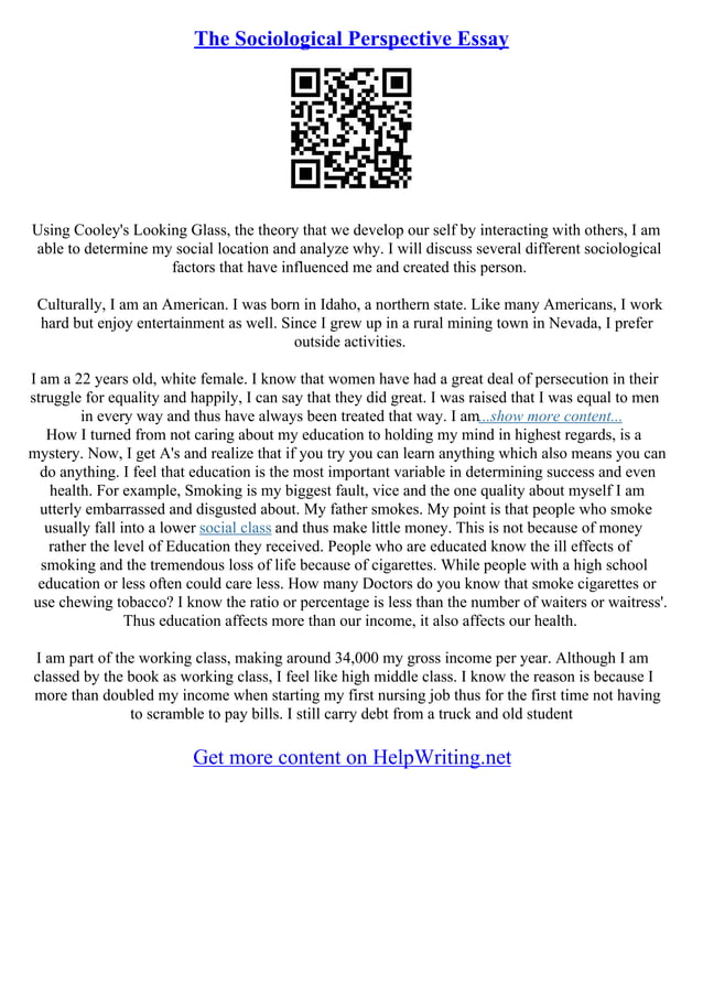 Sociological Perspective Essay | PDF