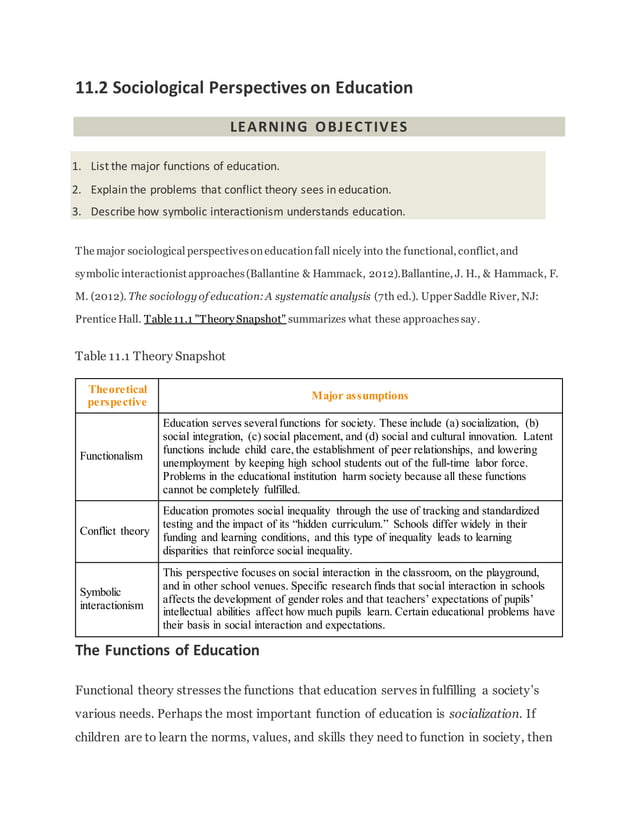 Sociological perspective on education | DOCX