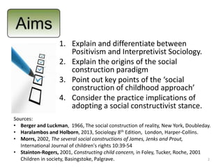 Sociological perspectives and the social construction of childhood | PPTX
