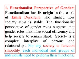 Sociological perspectives of gender | PPTX