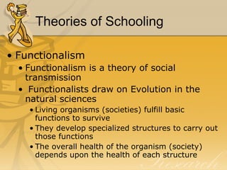 Sociological theories of education (transmission) | PPT