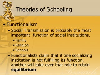 Sociological theories of education (transmission) | PPT
