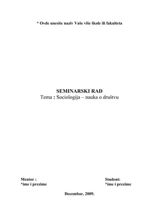 Sociologija nauka o drustvu | DOC