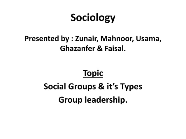 Social Groups in Sociology | PPTX