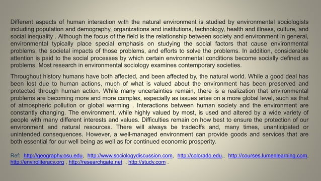 Relationship between environment and society | PPTX | Geography | Science