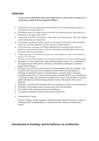 SOCIOLOGY architecture economics s5 b.archs | DOCX