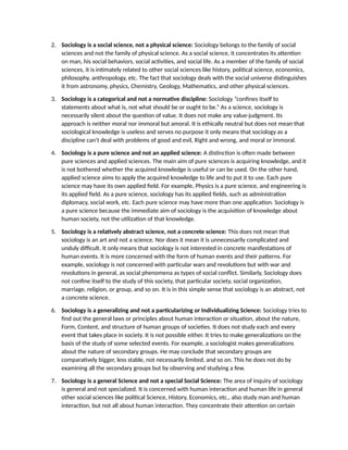 Sociology Gcuf Course Related notes 2024 | PDF