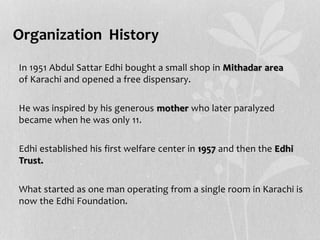 Edhi Foundation - Organization Profile & Details | PPTX