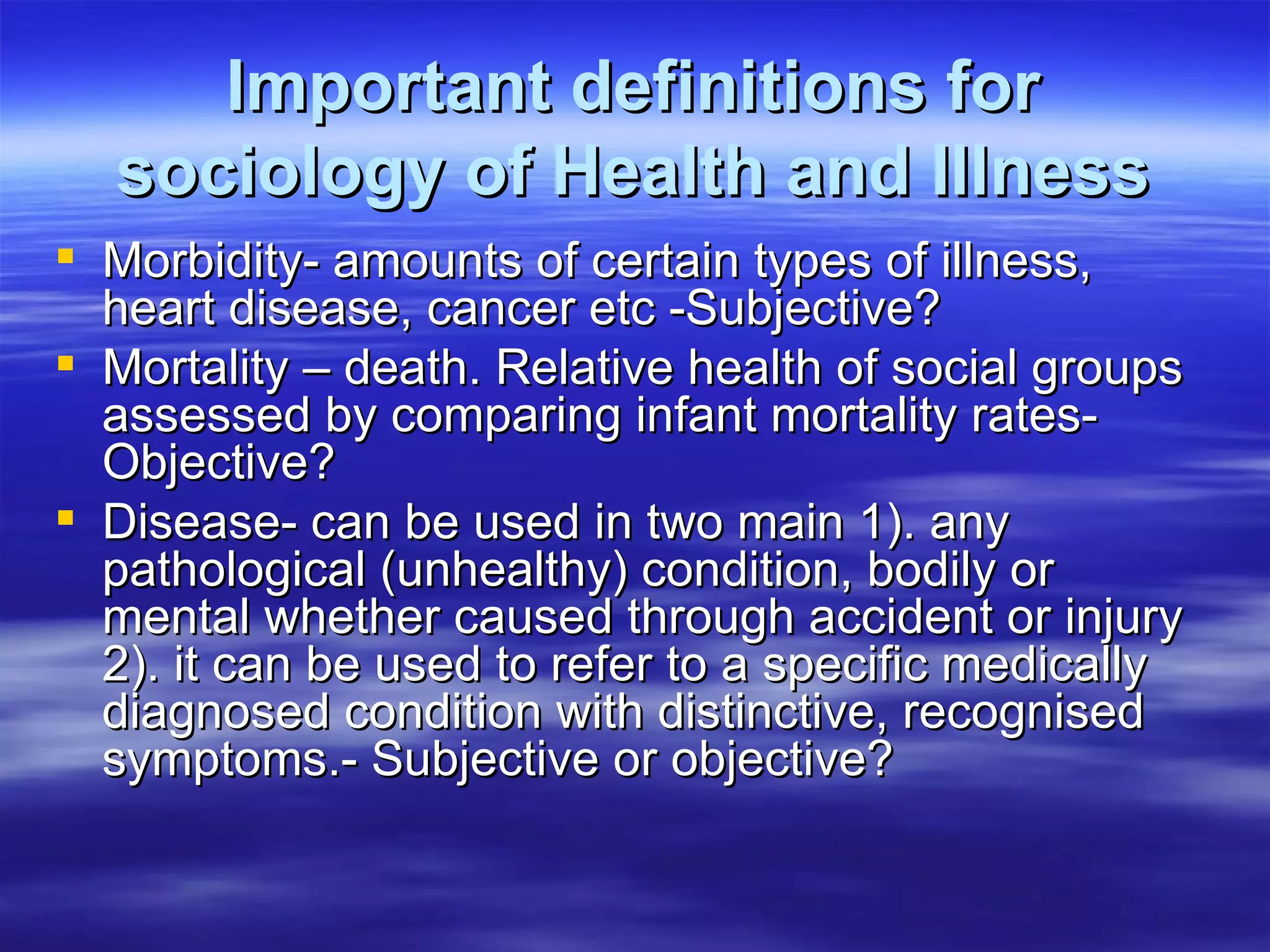 Sociology Of Health And Illnesslec1 | PPT