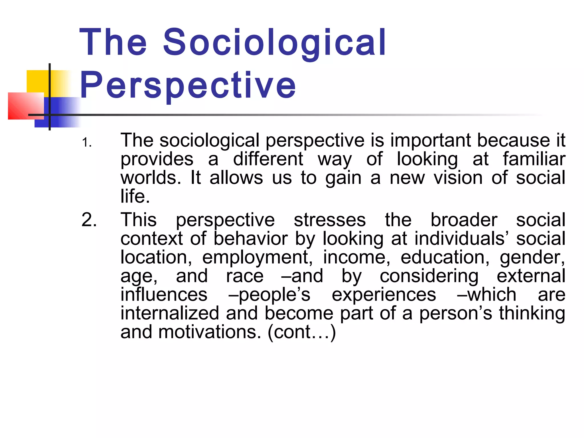 Sociology the sociological perspective | PPT
