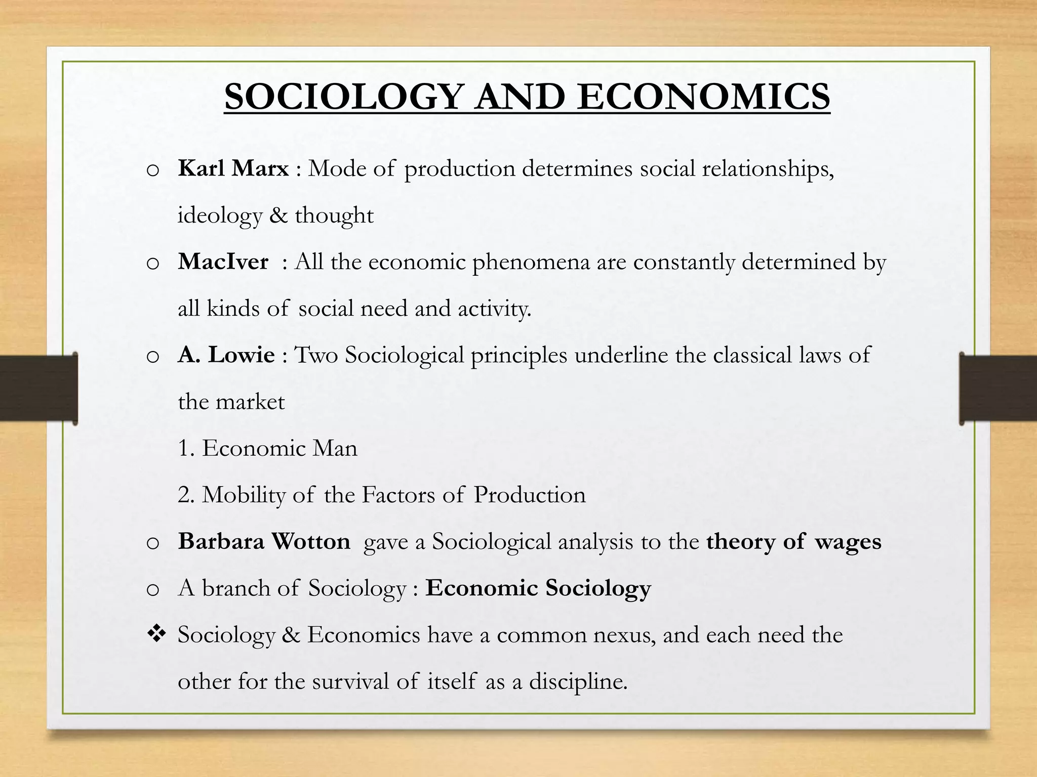 Sociology and economics | PPTX