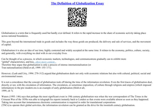 Sociology And Globalisation Essay | PDF