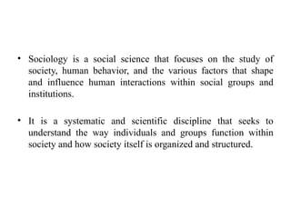 Sociology as a soical science with examples | PPT