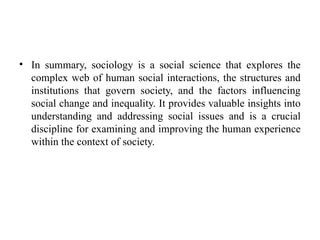 Sociology as a soical science with examples | PPTX