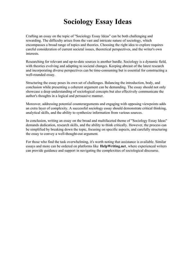 Sociology Essay Ideas.pdf | Free Download
