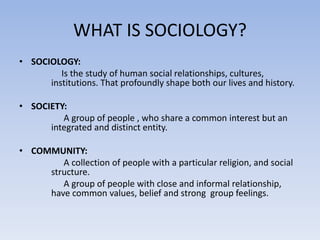 SOCIOLOGY, Health, CULTURE VALUES . pptx | PPTX