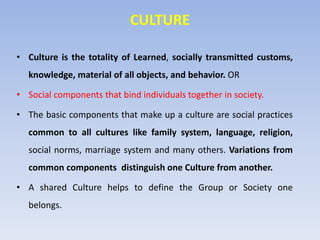 SOCIOLOGY, Health, CULTURE VALUES . pptx | PPTX