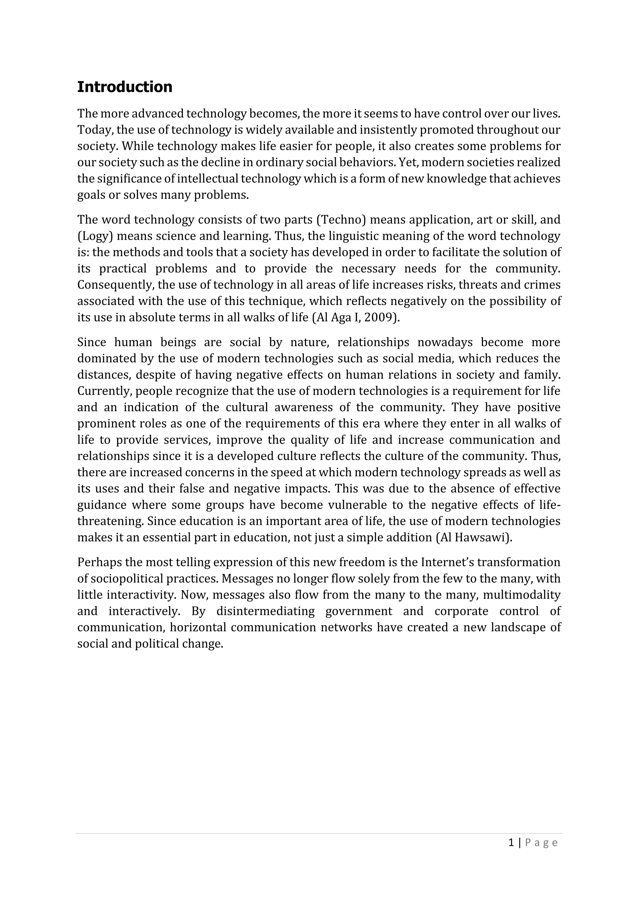 Sociology impact of technology on society | PDF