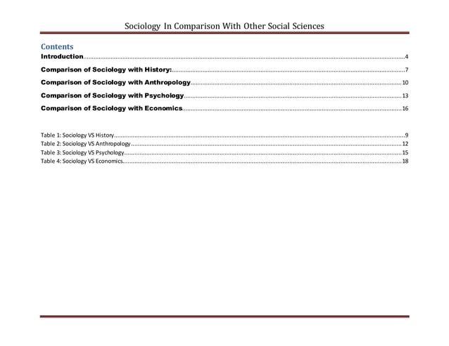 Sociology in comparison with other social sciences | DOCX