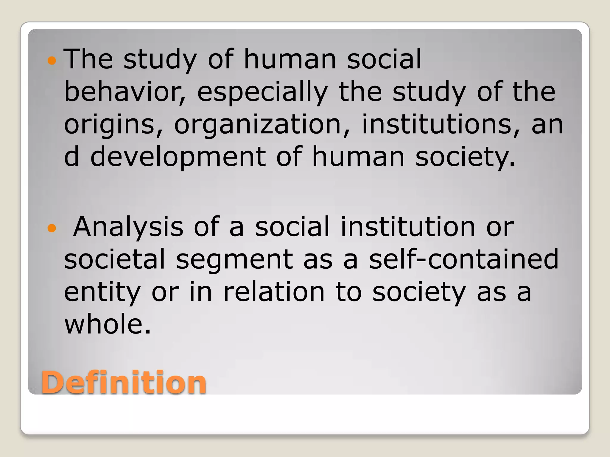 Sociology meaning and perspectives | PPTX