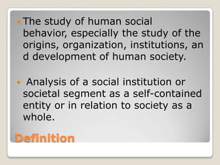 Sociology meaning and perspectives | PPT
