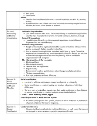 University Introduction to Sociology Notes | DOCX