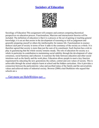 Sociology Of Education | PDF