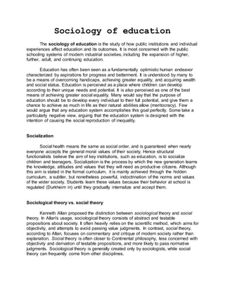 Sociology of education by sheena bernal | DOCX