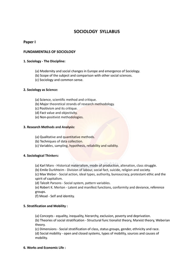 Sociology optional syllabus upsc syllabus | PDF