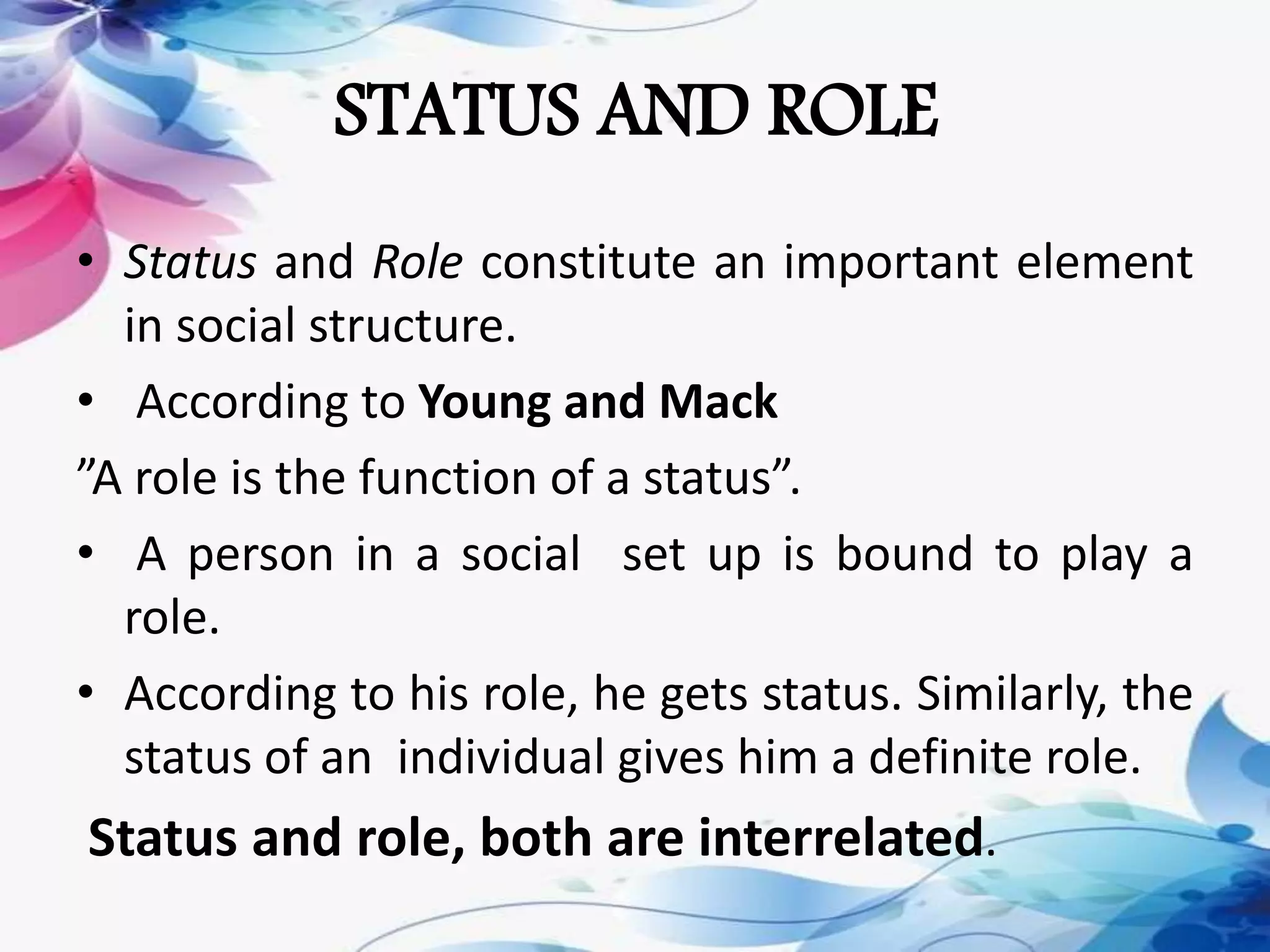 Sociology Powerpoint Presentation on Status and role | PPTX