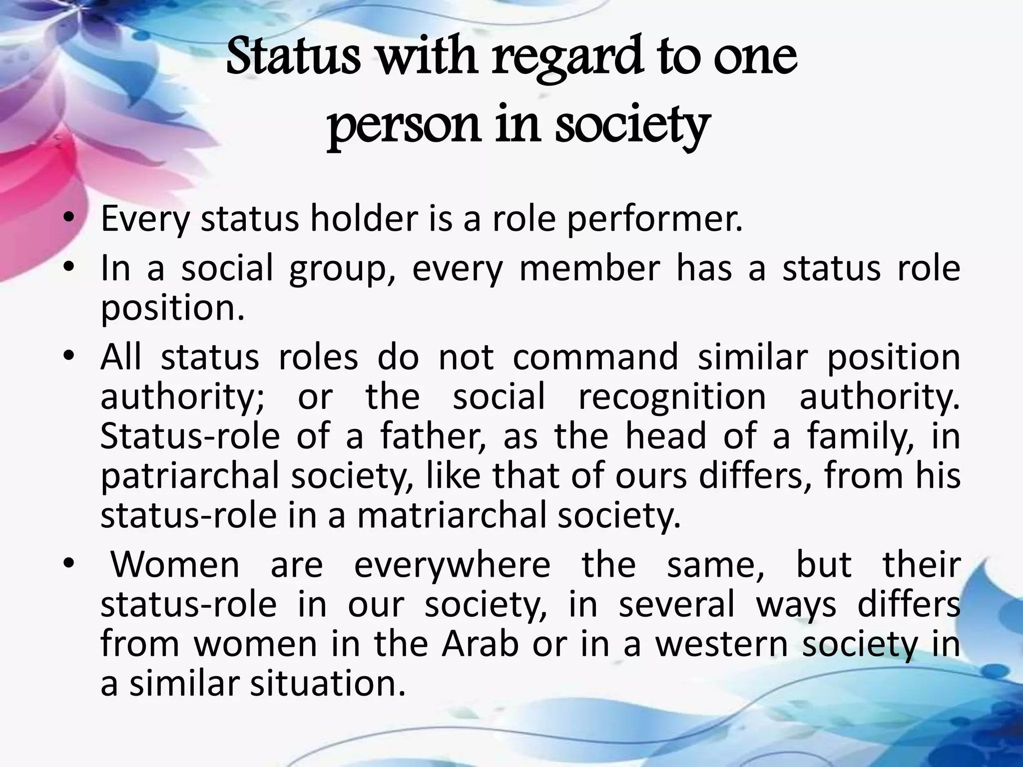 Sociology Powerpoint Presentation on Status and role | PPTX