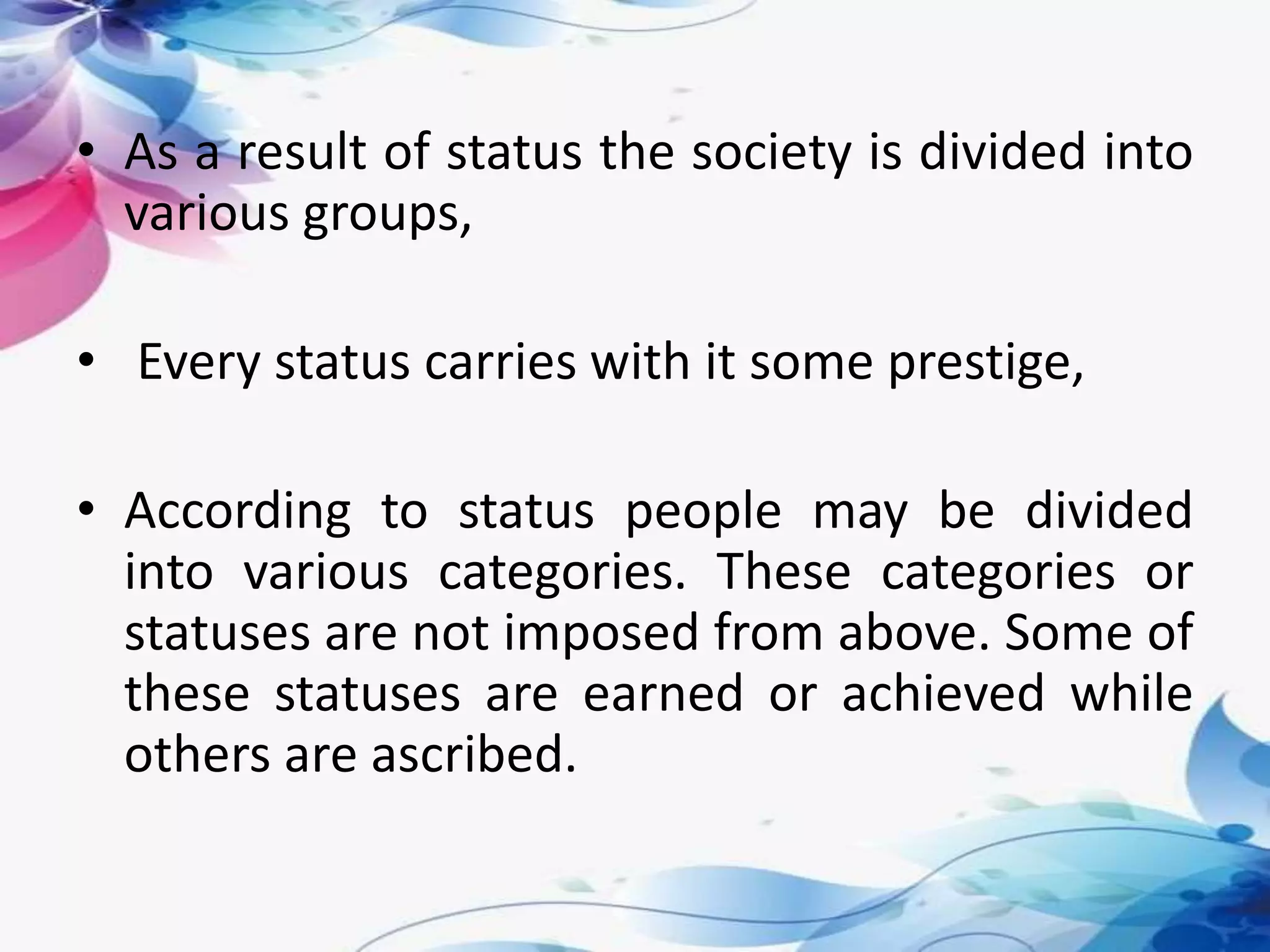 Sociology Powerpoint Presentation on Status and role | PPTX