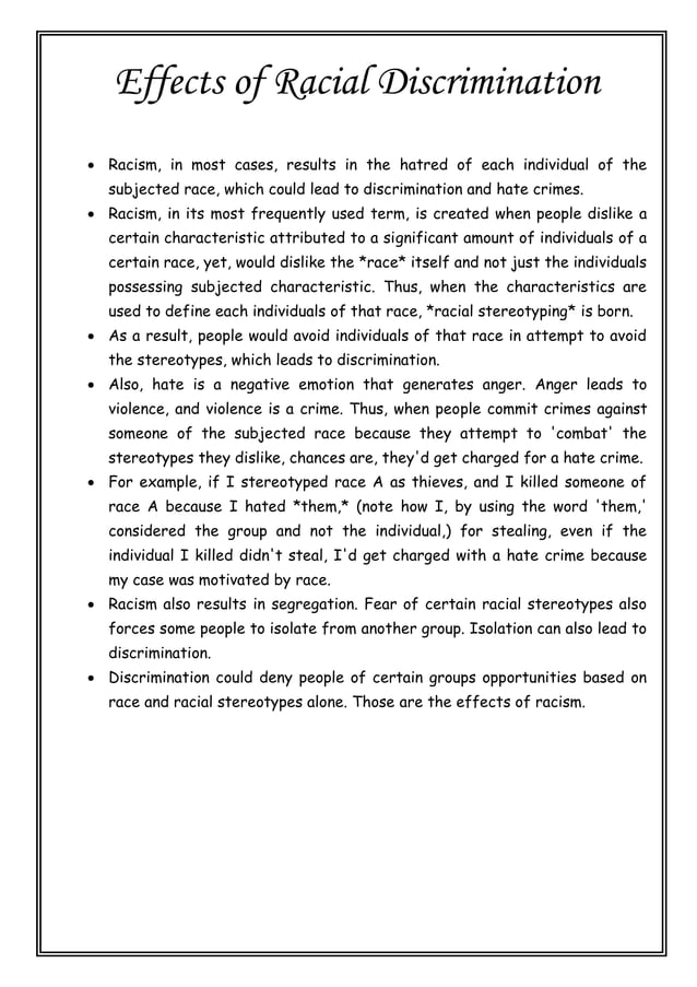 Racial Discrimination | PDF | Debated Sensitive Social Issues ...