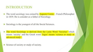 Introduction of Sociology | PDF