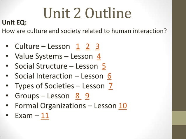 Sociology Unit 2: Culture and Society | PPTX
