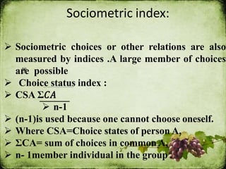 Sociometry and its application in social sciences research | PPTX
