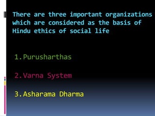 Three main basics of Hindu Social system | PPTX