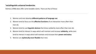 Language and Gender (Sociolinguistics) | PPTX