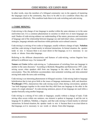 code mixing and code switching | DOCX